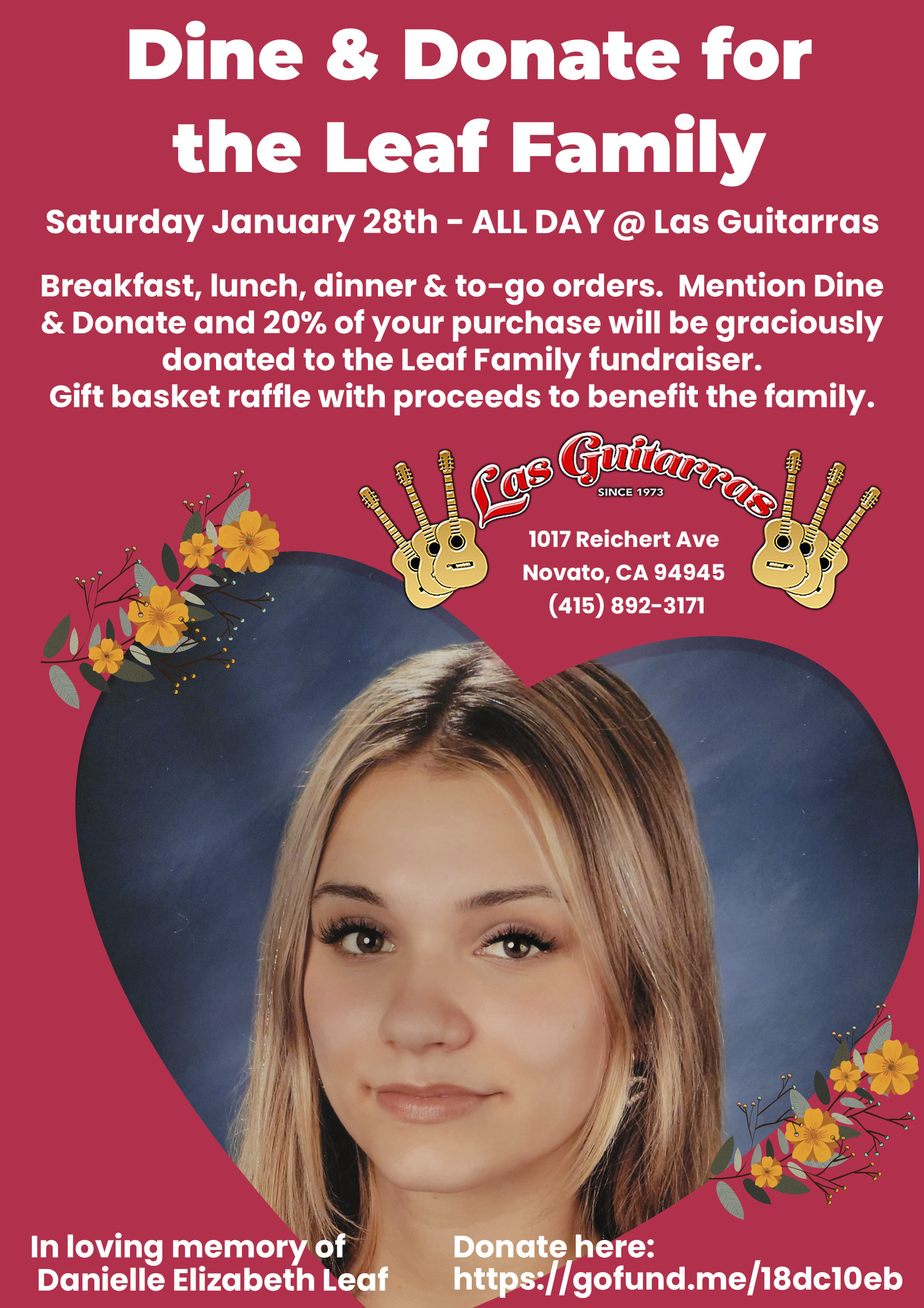 Dine & Donate for the Leaf Family - Sat. 1/28 – ALL DAY - Las Guitarras ...